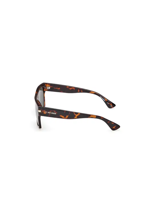 HARLEY-DAVIDSON Flat Top Square Acetate Sunglasses - Dark Havana/green