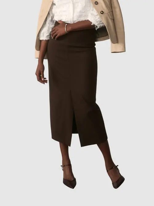 The Fold Oliena High Waisted Pencil Midi Skirt