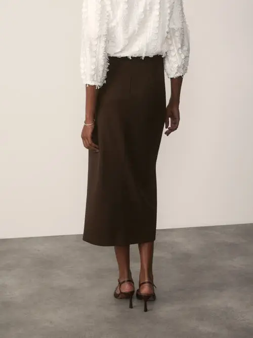 The Fold Oliena High Waisted Pencil Midi Skirt