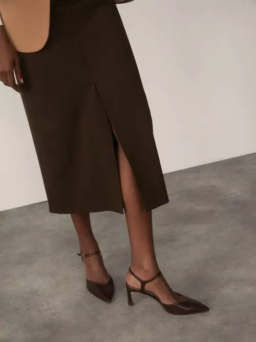 The Fold Oliena High Waisted Pencil Midi Skirt
