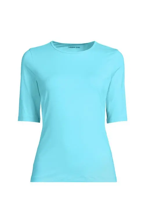LANDS' END Sunshade Upf 50 Elbow Sleeve Rash Guard Swim Tee