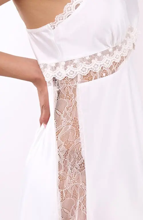 Flora Nikrooz Skyler Lace Trim Stretch Charmeuse Chemise