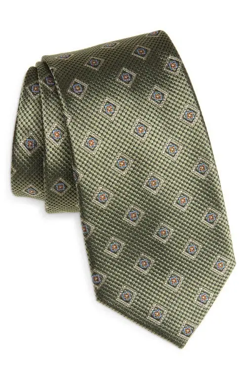 Nordstrom Geometric Silk Tie - Olive