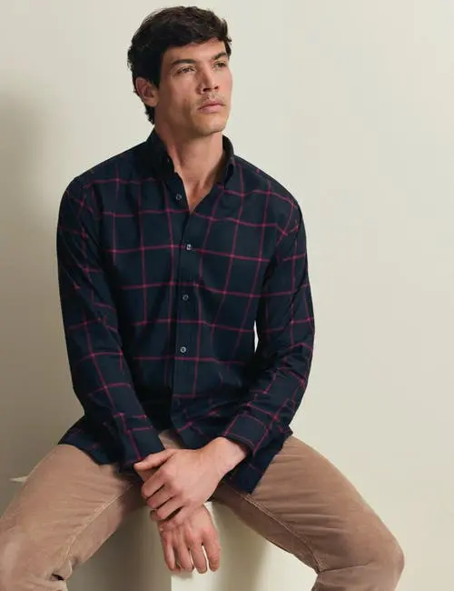 CHARLES TYRWHITT Brushed Flannel Shirt - Red