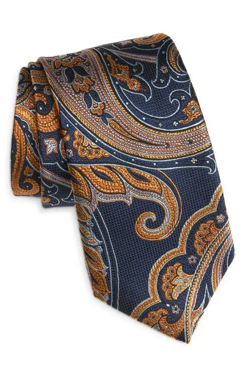 Nordstrom Silk Paisley Tie - Navy