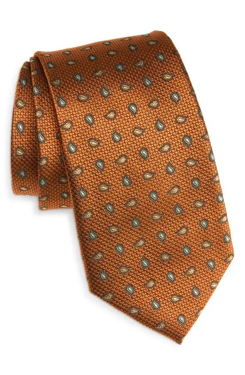 Nordstrom Paisley Silk Tie - Orange