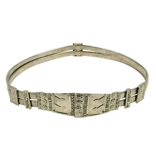 MADISON BEVERLY HILLS Vintage 80s Stretch Medium Belt - Silver