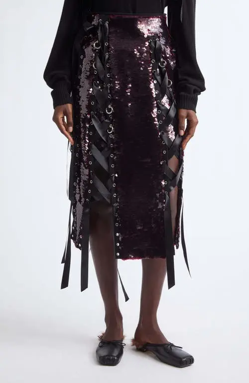 Simone Rocha Unraveling Ribbon Ring Sequin Midi Skirt