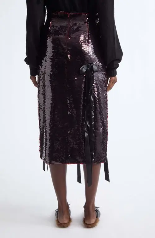 Simone Rocha Unraveling Ribbon Ring Sequin Midi Skirt