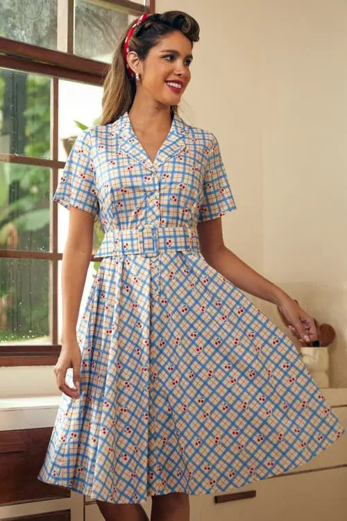 MODCLOTH Rustic Elegance Fit & Flare Shirt Dress - Cherry Plaid