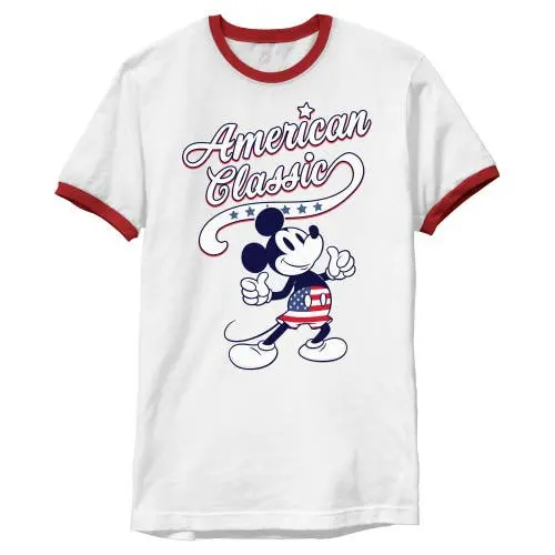 MICKEY & FRIENDS Retro American Classic Short Sleeve Ringer T-shirt
