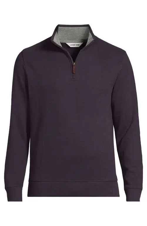 LANDS' END Bedford Rib Quarter Zip Pullover Sweater - Black Currant