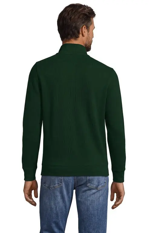 LANDS' END Bedford Rib Quarter Zip Pullover Sweater - Pine Valley