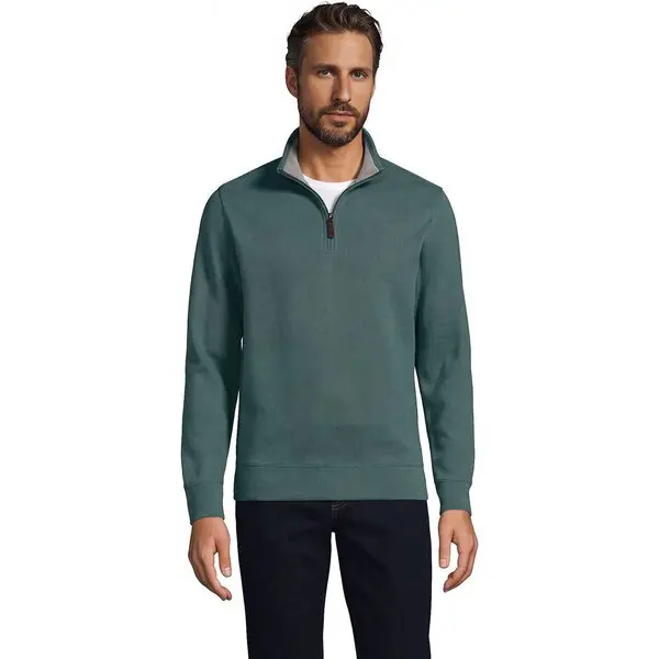 LANDS' END Bedford Rib Quarter Zip Pullover Sweater - Tourmaline