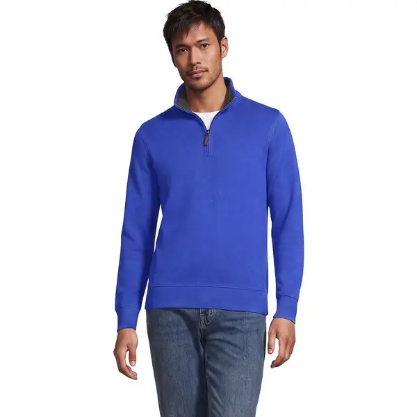 LANDS' END Bedford Rib Quarter Zip Pullover Sweater - Volt Blue