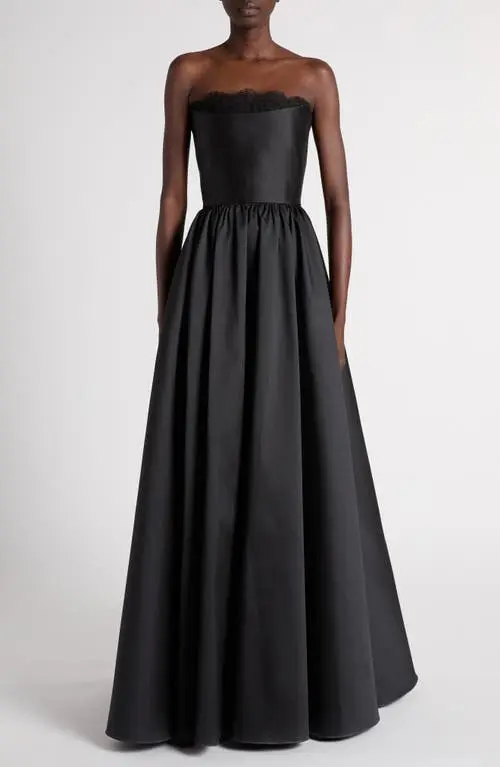 Alexander McQueen Strapless Lace Detail Ballgown - Black