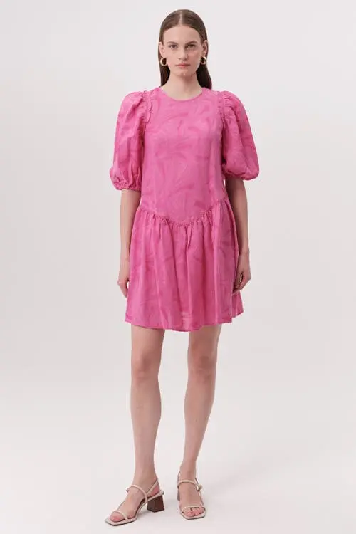 EXQUISE Crew Neck Open Back Mini Dress