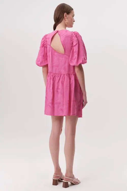 EXQUISE Crew Neck Open Back Mini Dress