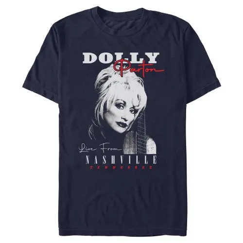 DOLLY PARTON Live Classic Portrait Short Sleeve T-shirt - Navy Blue