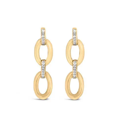 HAUS OF BRILLIANCE Gold Vermeil Diamond Accent Bold Oval Link Earring - Silver