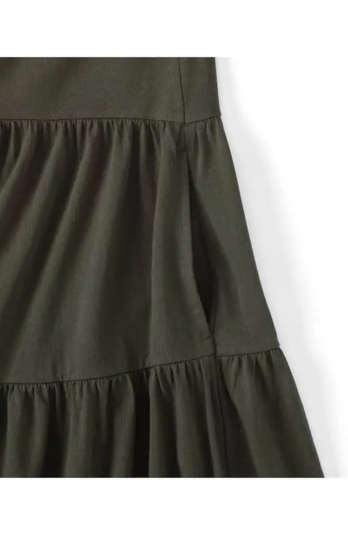 LANDS' END Cotton Jersey Tiered Mini Dress - Forest Moss