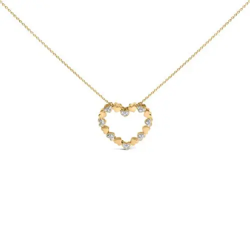HAUS OF BRILLIANCE Gold Vermeil Diamond Accent Puffed Heart Pendant Necklace - Silver
