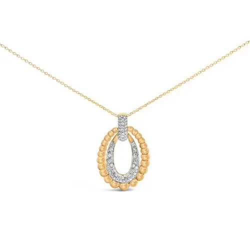 HAUS OF BRILLIANCE Gold Vermeil 1/10 Cttw Diamond Bold Bead Pendant Necklace - Silver