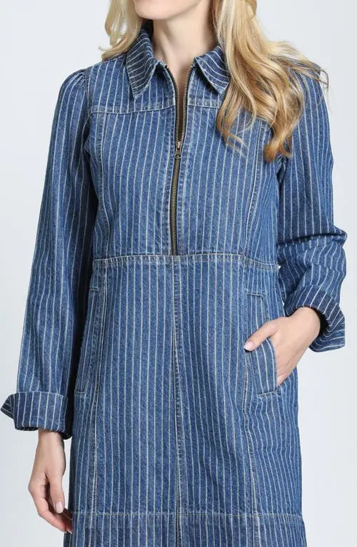 APNY The True Indigo Striped Denim Shift Dress