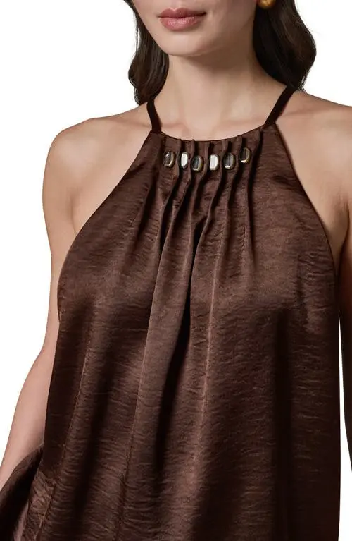 Donna Karan New York Pleated Embellished Satin Camisole - Canyon