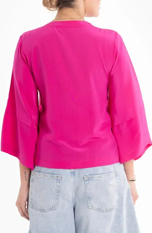 OCEAN+MAIN Wide Sleeve Silk Top