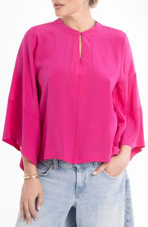 OCEAN+MAIN Wide Sleeve Silk Top
