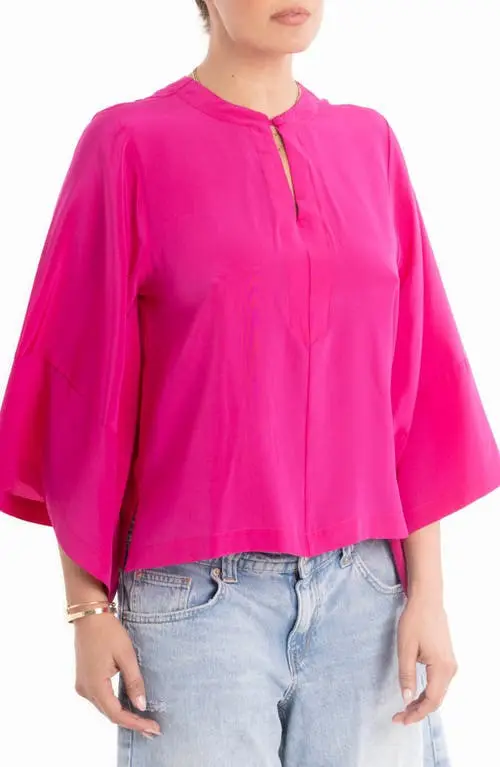 OCEAN+MAIN Wide Sleeve Silk Top