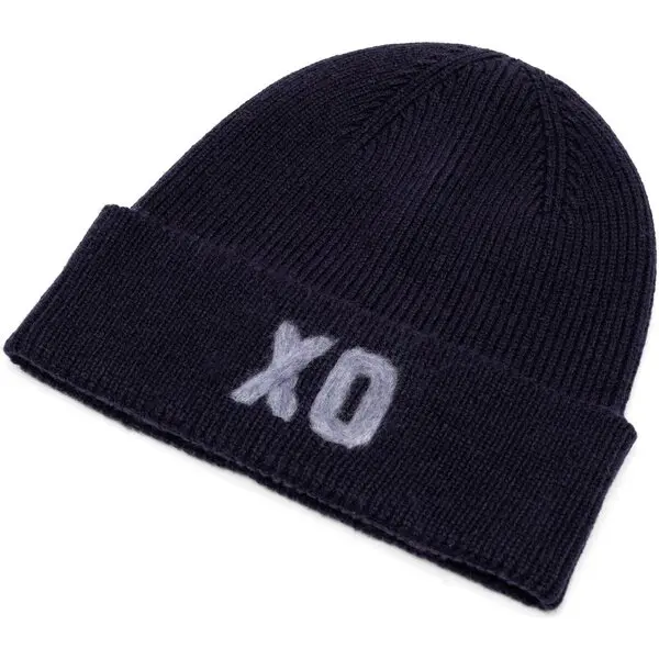 FRANCES VALENTINE Xo Embroidered Beanie - Navy