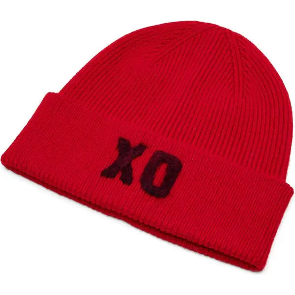 FRANCES VALENTINE Xo Embroidered Beanie - Red