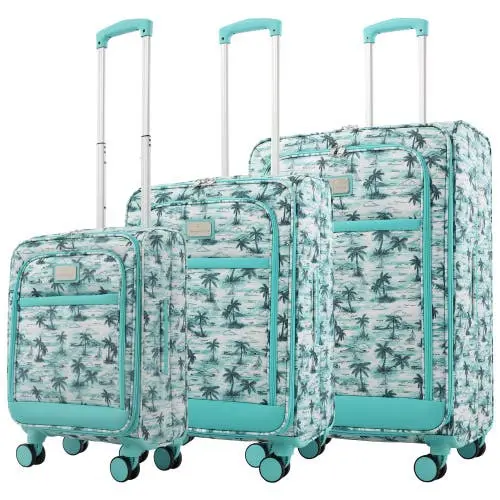 Tommy Bahama Palm Print 3-piece Expandable Softside Spinner Luggage Set