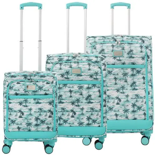 Tommy Bahama Palm Print 3-piece Expandable Softside Spinner Luggage Set