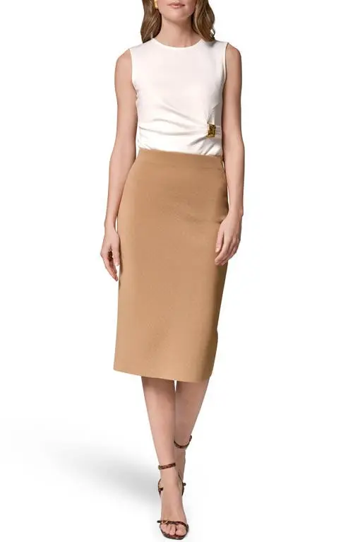 Donna Karan New York Sweater Midi Pencil Skirt - Fawn