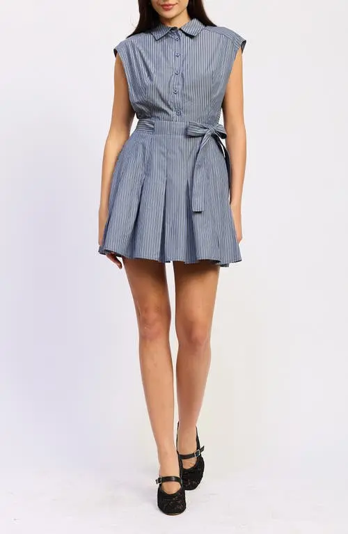 EN SAISON Joanne Cap Sleeve Mini Shirtdress - Navy Ivory
