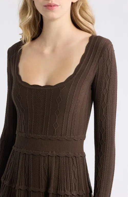 LoveShackFancy Lunelle Cable Knit Minidress - Campfire Cacao