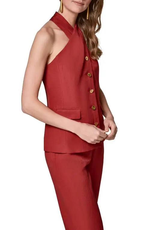 Donna Karan New York Halter Linen Blend Vest