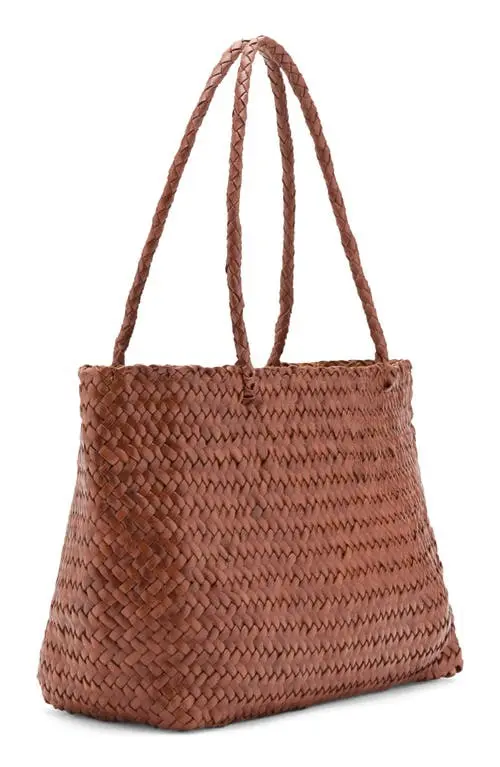 Mango Braided Woven Shopper Bag - Leather