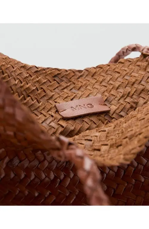 Mango Braided Woven Shopper Bag - Leather