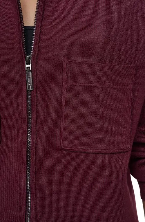 Dkny Essentials Zip Up Sweater Jacket - Cabernet