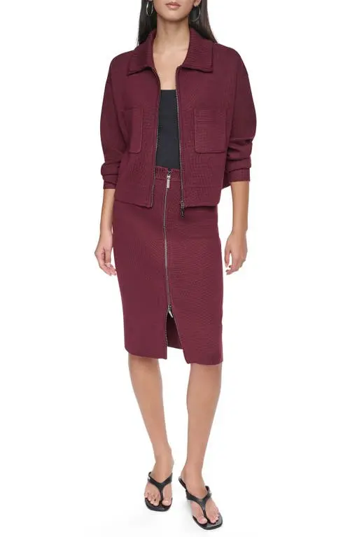 Dkny Essentials Zip Up Sweater Jacket - Cabernet