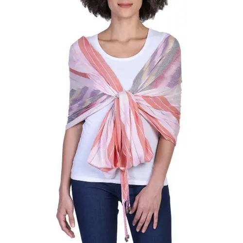 Vismaya Shimmer Stripe Tassel Scarf