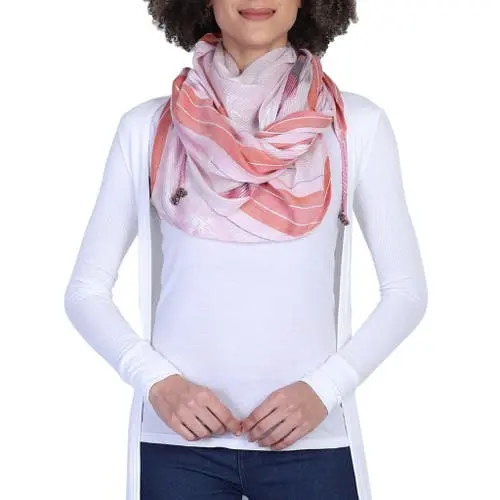 Vismaya Shimmer Stripe Tassel Scarf