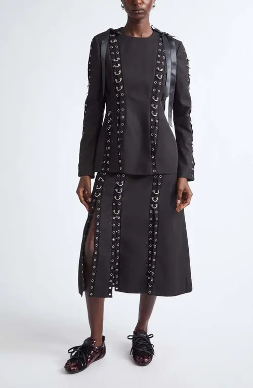 Simone Rocha Grommet Ring Sculpted Ripple Midi Skirt