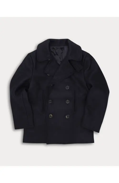 FORTELA Peacot Double Breasted Wool Blend Coat - Blue