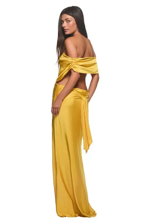 I.AM.GIA Kahlo Off The Shoulder Satin Maxi Dress
