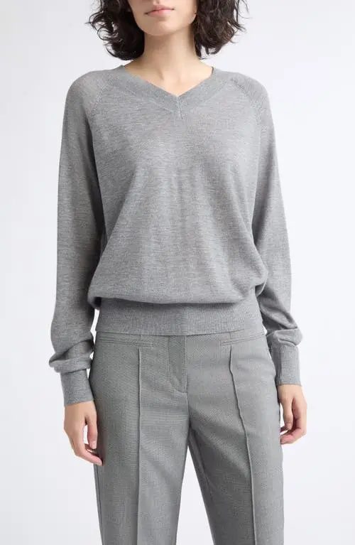 REISS Paris V-neck Merino Wool Sweater - Grey